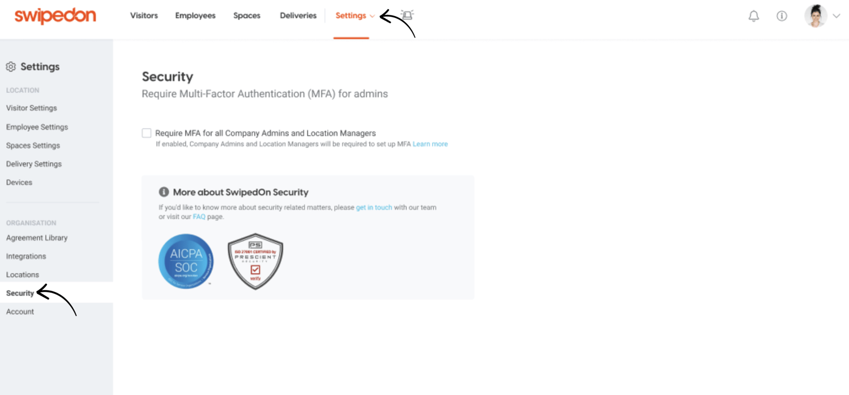 How to require Multi-Factor Authentication on the Web Dashboard